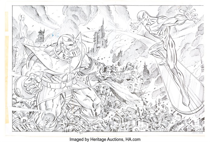 Giorgio Comolo - Thanos and Silver Surfer Illustration Original Art ...