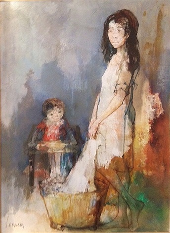 Young girl with infant by Jean Jansem on artnet