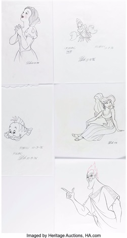 Disney Consumer Products Character Sketches by Philo Barnhart Group of ...