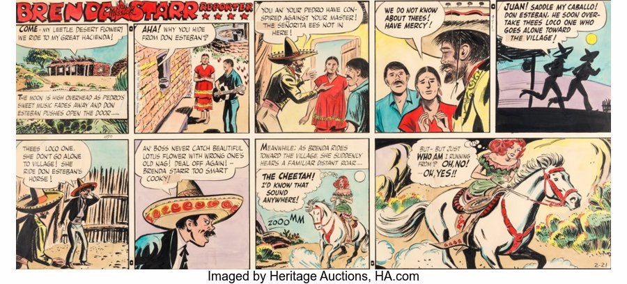 Dale Messick Brenda Starr, Reporter Hand-Colored Sunday Comic Strip ...