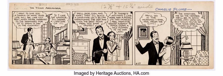 Charlie Plumb Ella Cinders Daily Comic Strip Original Art dated 6-17-29 ...