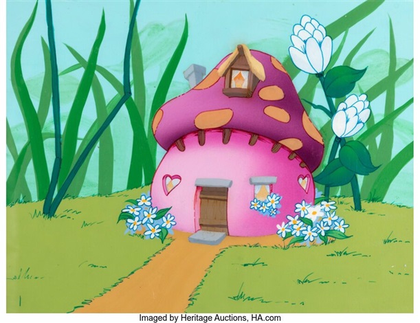 The Smurfs Smurfettes House Stock Production Background Hanna-Barbera ...