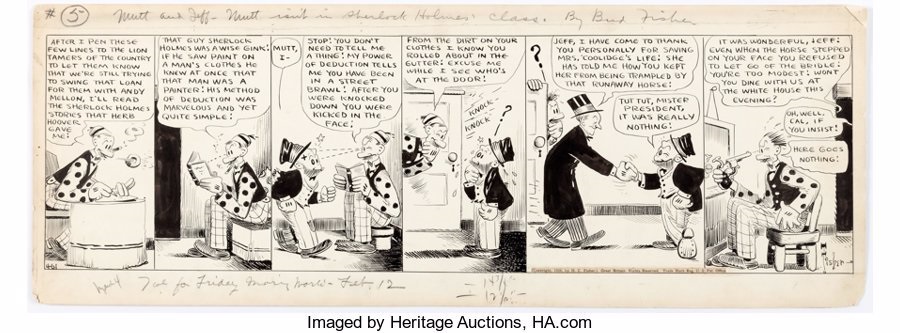Bud Fisher Mutt and Jeff Daily Comic Strip 461 Original Art dated 2-12 ...