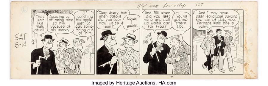 Frank King and Dick Moores Gasoline Alley Daily Comic Strip Original ...