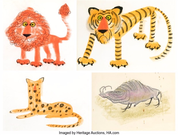 Cartoon Animal Concept Drawings by Joe Hale Group of 4 Walt Disney, c ...