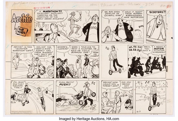 Bob Montana Archie Sunday Comic Strip Original Art dated 5-17-59 King ...