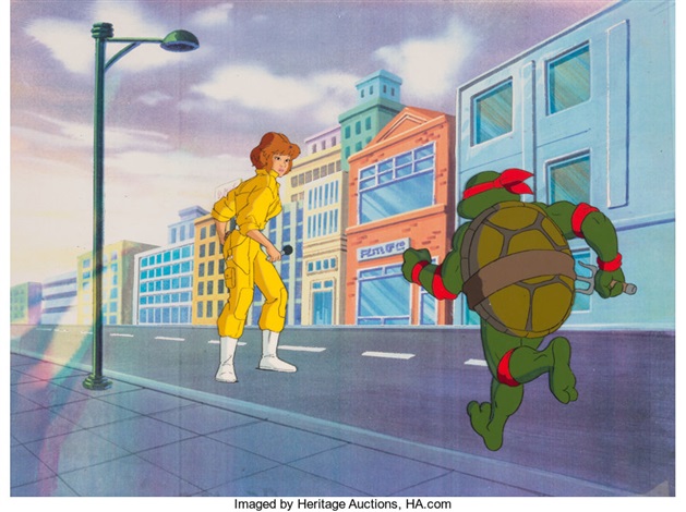 Teenage Mutant Ninja Turtles Raphael and April Production Cel Setup ...