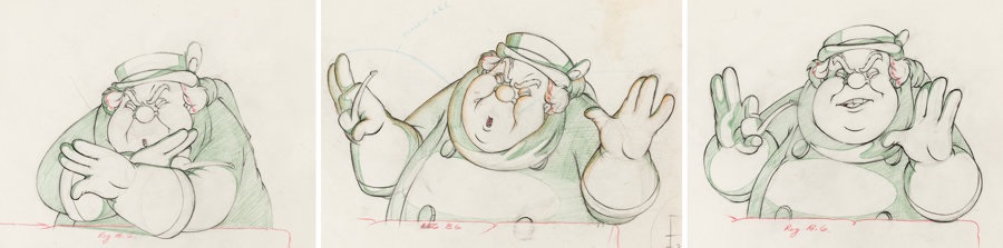 Pinocchio Coachman Animation Drawings Sequence of 3 Walt Disney, 1940 ...