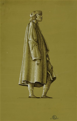Finished Drawing of a Man in Medieval Costume by Rockwell Kent on artnet