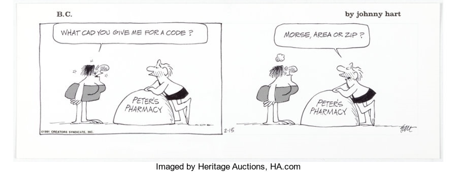 Johnny Hart B.C. Daily Comic Strip Original Art dated 2-15-91 Creator ...