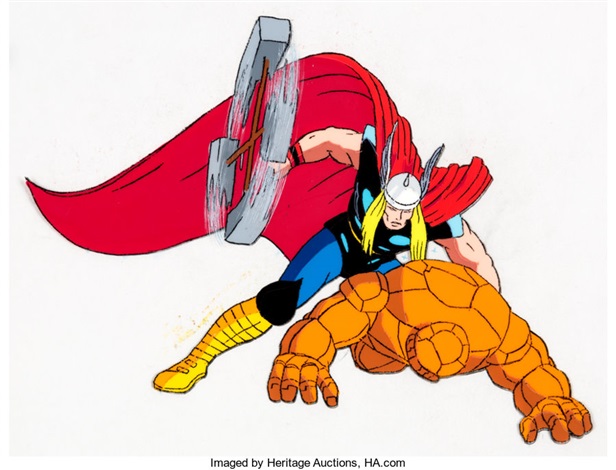 Fantastic Four Thor and the Thing Production Cel and Animation Drawing ...