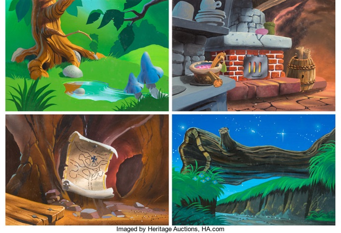 The GLO Friends Background Color Key Paintings Group of 4 Marvel ...