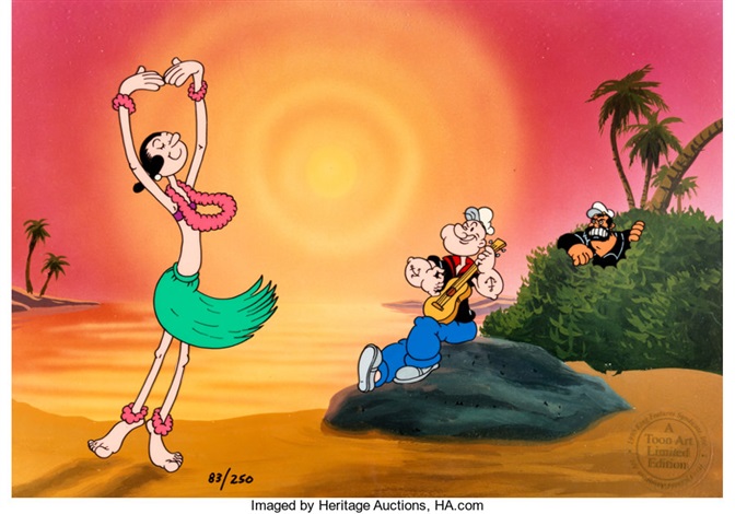 Popeye and Olive Oyl Dancing on the Beach Signed Limited Edition Cel ...