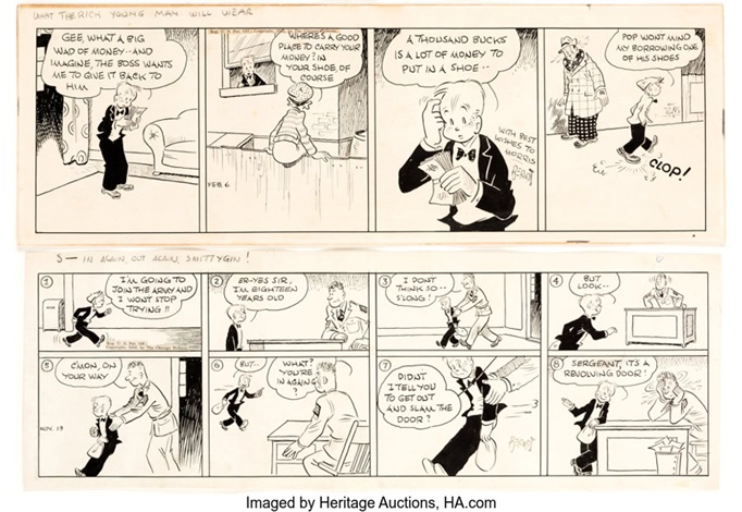 Walter Berndt Smitty Daily Comic Strip Original Art Group of 2 Chicago ...