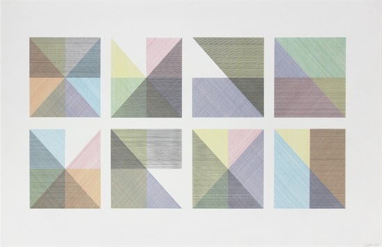 Eight Squares With a Different Color in Each Half Square Divided ...