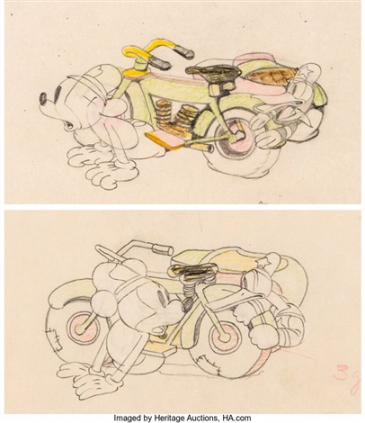 The Dognapper Mickey Mouse and Donald Duck Animation Drawing Group of 2 ...