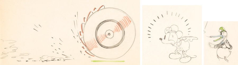 The Dognapper Mickey Mouse and Donald Duck Animation Drawings Group of ...