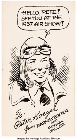 Frank Miller Barney Baxter Fan Card Original Art King Features, 1937 by ...