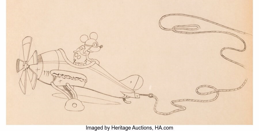 The Mail Pilot Mickey Mouse Production Drawing Walt Disney, 1933. CGC ...