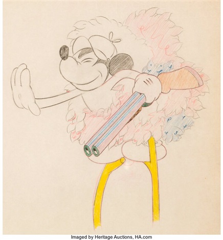 Moose Hunters Mickey Mouse Animation Drawing Walt Disney, 1937 CGC ...