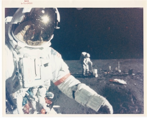 Apollo 14, Alan Shepard walking toward the MET, Ed Mitchel in the ...