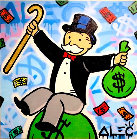 Monopoly with bag on Money bag by Alec Monopoly on artnet