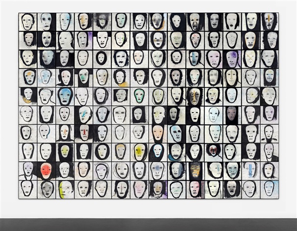 Installation of 140 single artworks by Max Neumann on artnet