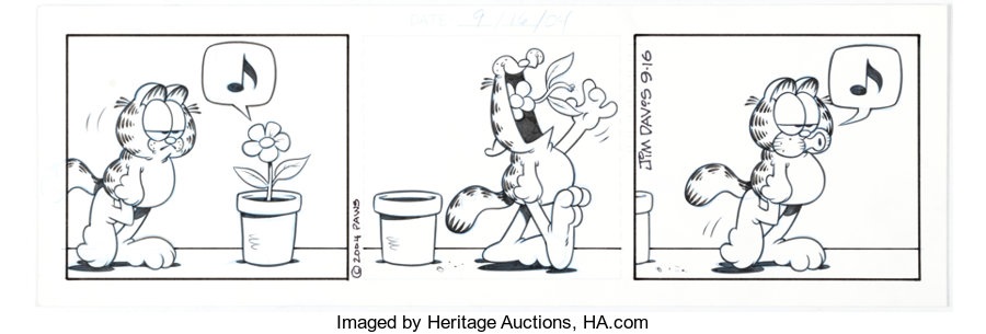 Jim Davis Garfield Daily Comic Strip Original Art dated 9-16-04 United ...