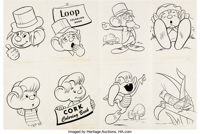 The Little People Loop and Cork Coloring Book Illustration Original Art ...
