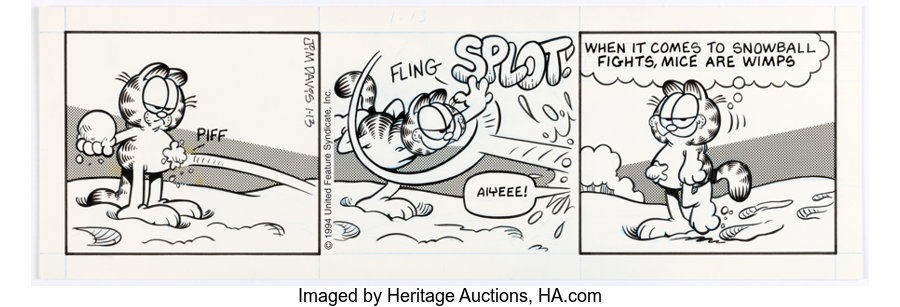 Jim Davis Garfield Daily Comic Strip Original Art dated 1-13-94 ...