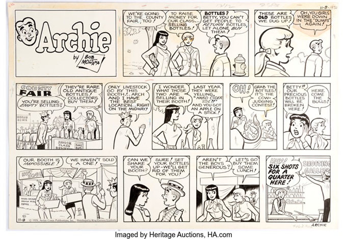 Bob Montana Archie Sunday Comic Strip Original Art dated 11-8-70 King ...
