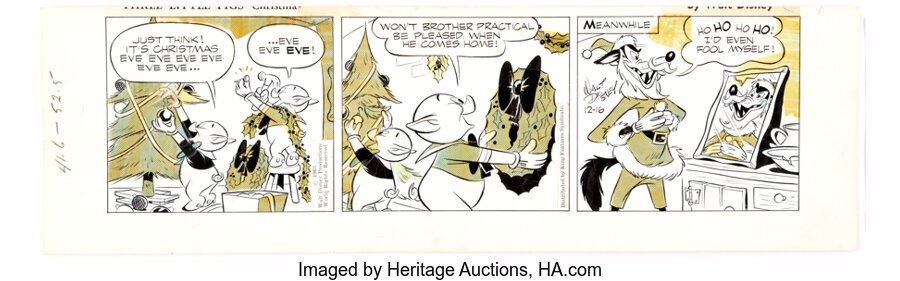 Floyd Gottfredson Three Little Pigs Christmas Daily Comic Strip ...