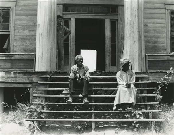 Ex-slave and wife on steps of plantation house now in decay, Greene ...