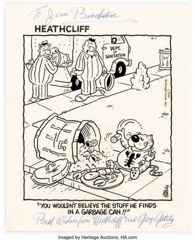 George Gately Heathcliff Daily Comic Strip Original Art dated 4-1-76 ...