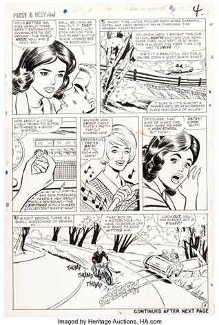 Al Hartley and John Tartaglione Patsy and Hedy 104 Story Page 4 Original Art Marvel, 1966 by Al ...