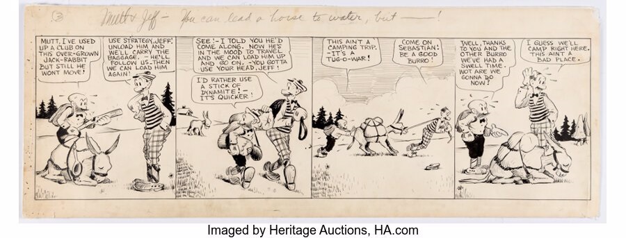 Bud Fisher Mutt and Jeff Daily Comic Strip Original Art H.C. Fisher, c ...