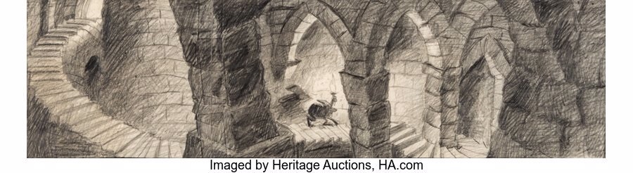 The Black Cauldron Creeper in Horned Kings Castle Concept Drawing Walt ...