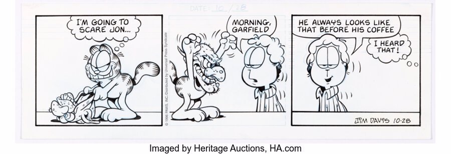 Jim Davis Garfield Daily Comic Strip Original Art dated 10-28-96 ...