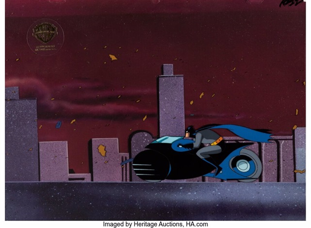 Batman The Animated Series Batman on Batcycle Production Cel Setup ...