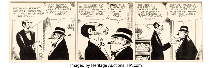 Gus Edson The Gumps Daily Comic Strip Original Art dated 12-21-46 ...