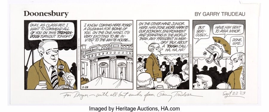 Garry Trudeau Doonesbury Daily Comic Strip Original Art dated 5-28-03 ...