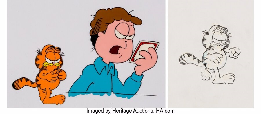 Garfield and Friends Production Cel and Animation Drawing Film Roman, c ...