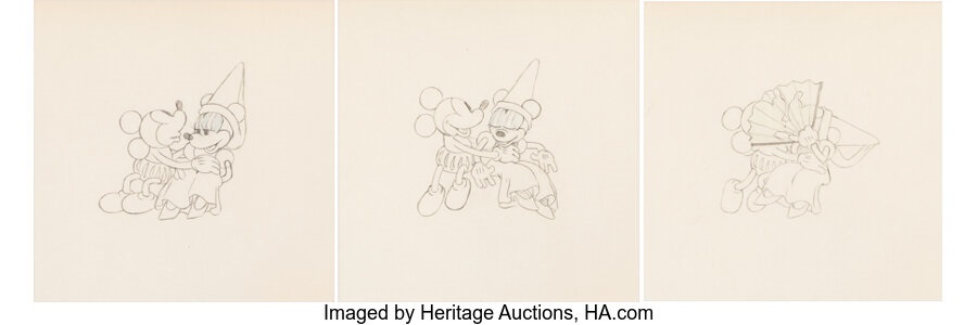 Ye Olden Days Mickey Mouse and Minnie Mouse Animation Drawings Sequence ...