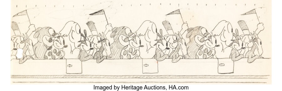 Alice Comedies Rare Animal Crowd Animation Drawing Walt Disney, c. 1927 ...