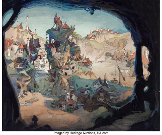 Gullivers Travels Concept Painting Original Art Max Fleischer, 1939. by ...