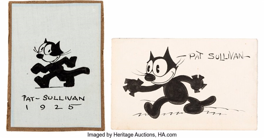 Felix the Cat Small Drawings Signed by Pat Sullivan Group of 2 King ...