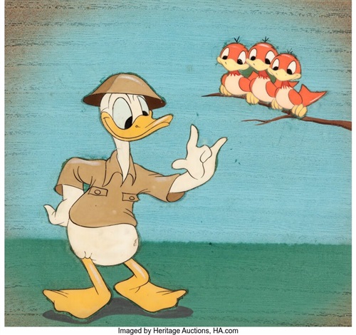 Fall Out Fall In Donald Duck Production Cel Courvoisier Setup Walt ...