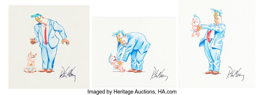 Sesame Street Up, Down Animation Drawing Sequence of 3 Signed by Peter ...