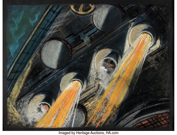 Victory Through Air Power Naval Guns ConceptStoryboard Original Art ...