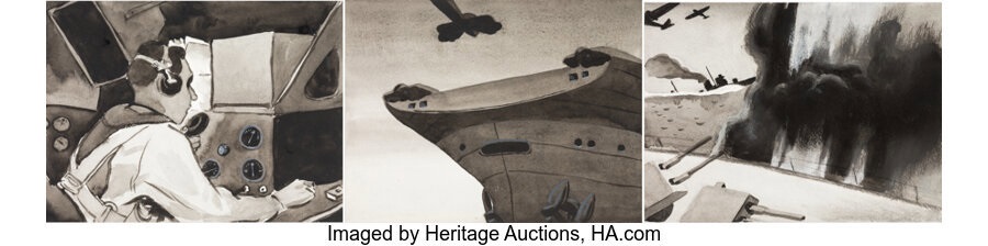 Victory Through Air Power Original Storyboard Art Group of 3 Walt ...